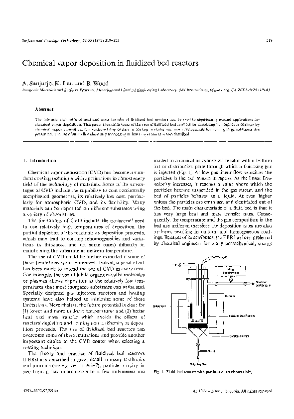 (PDF) Chemical vapor deposition in fluidized bed reactors