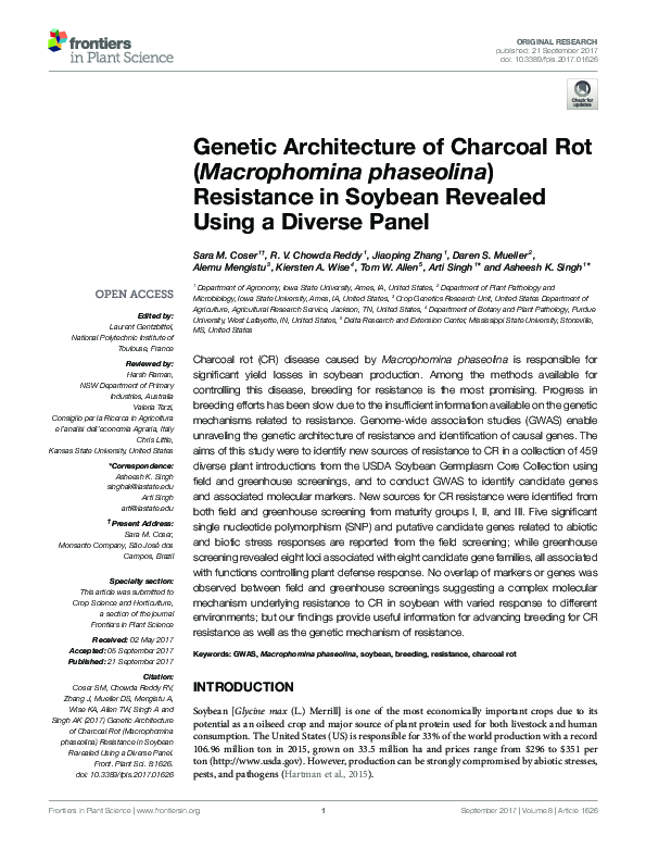 (PDF) Genetic Architecture of Charcoal Rot (Macrophomina phaseolina ...