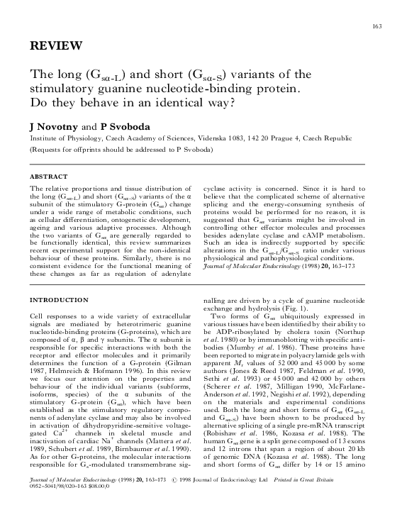(PDF) The long (Gs(alpha)-L) and short (Gs(alpha)-S) variants of the ...