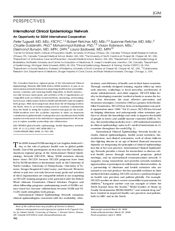 (PDF) International clinical epidemiology network