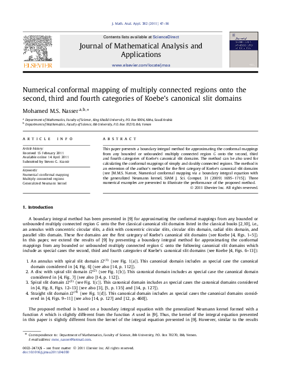 (PDF) Numerical conformal mapping of multiply connected domains to ...