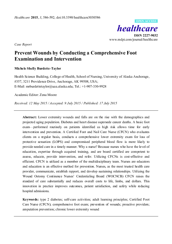(PDF) Prevent Wounds by Conducting a Comprehensive Foot Examination and ...