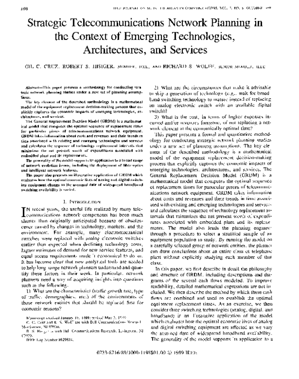 (PDF) Strategic telecommunications networks planning in the context of ...