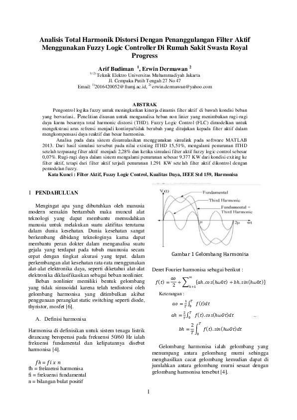 (PDF) Analisis Total Harmonik Distorsi Dengan Penanggulangan Filter ...
