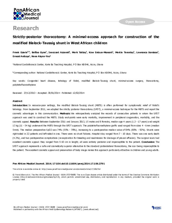 (PDF) Strictly-posterior thoracotomy: a minimal-access approach for ...