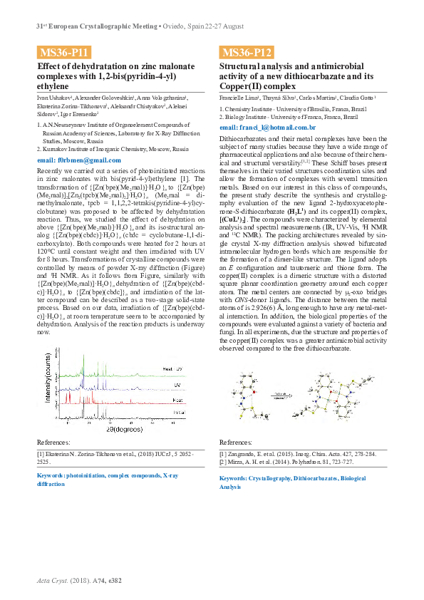 (PDF) Structural analysis and antimicrobial activity of a new dithiocarbazate and its copper(II ...
