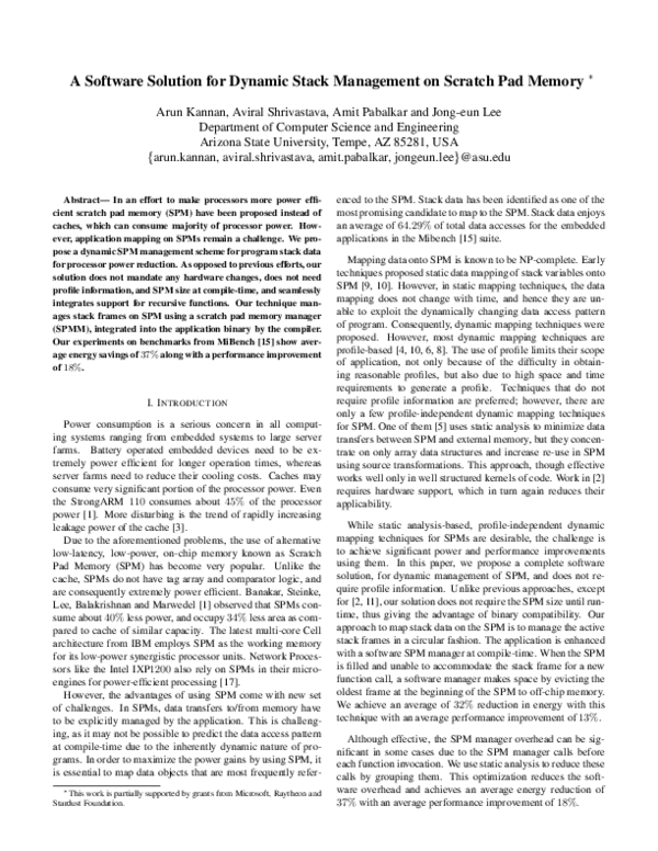 Pdf A Software Solution For Dynamic Stack Management On Scratch Pad