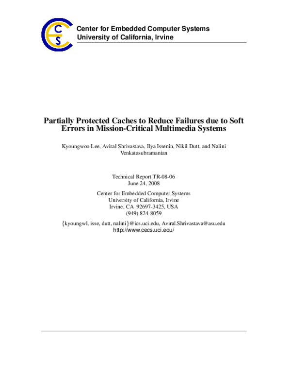 (PDF) Partially Protected Caches to Reduce Failures Due to Soft Errors in Multimedia Applications