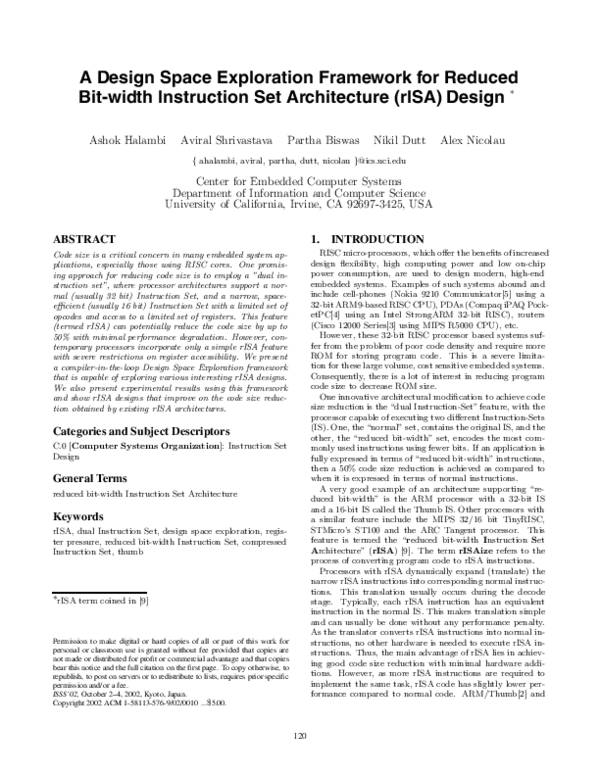 Pdf A Design Space Exploration Framework For Reduced Bit Width