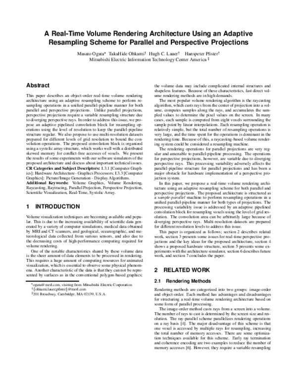 Pdf A Real Time Volume Rendering Architecture Using An Adaptive