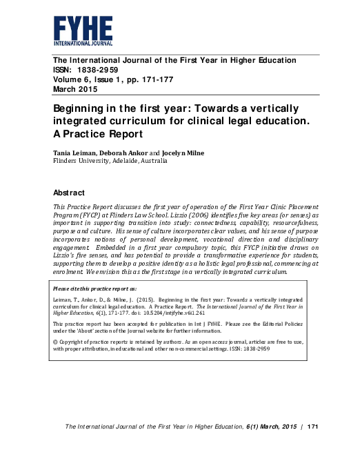 (PDF) Beginning in the first year: Towards a vertically integrated ...