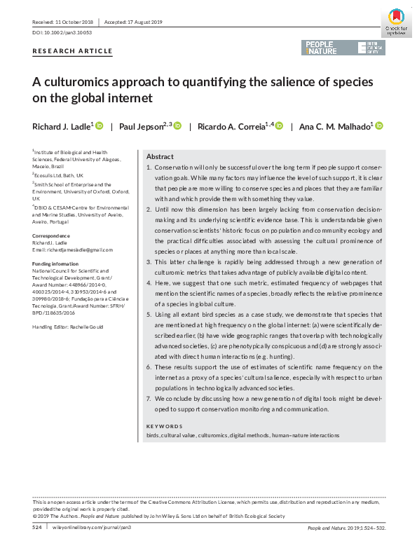 (PDF) A culturomics approach to quantifying the salience of species on ...