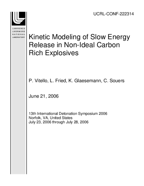 (PDF) Kinetic Modeling of Slow Energy Release in Non-Ideal Carbon Rich ...