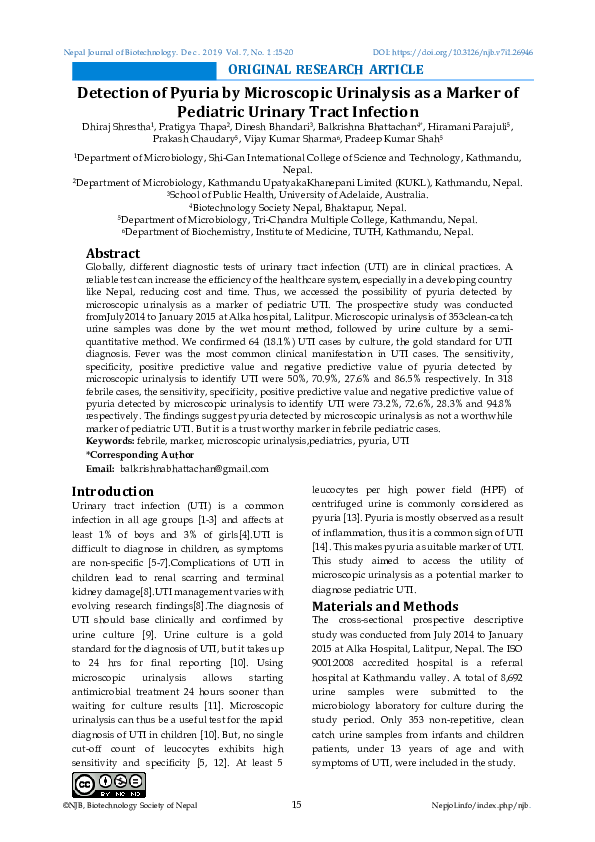 (PDF) Detection of Pyuria by Microscopic Urinalysis as a Marker of ...