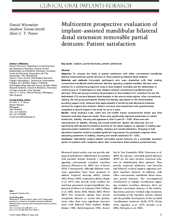 (PDF) Multicentre prospective evaluation of implant-assisted mandibular ...