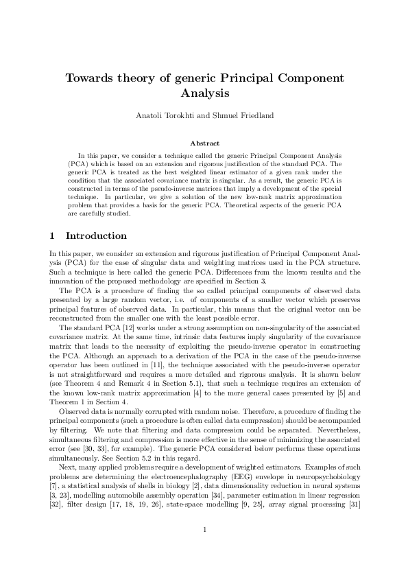 (PDF) Towards theory of generic Principal Component Analysis