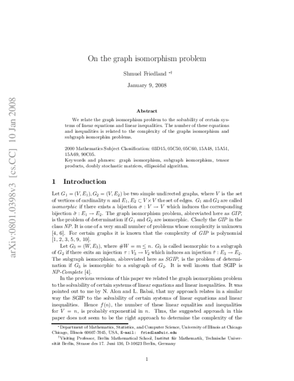 (PDF) Graph isomorphism is polynomial
