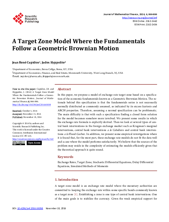 (PDF) A Target Zone Model Where the Fundamentals Follow a Geometric ...