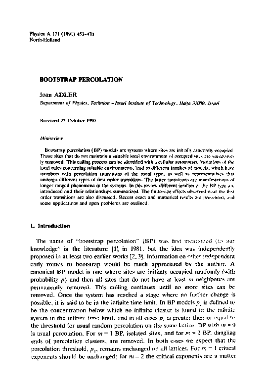 (PDF) Bootstrap percolation