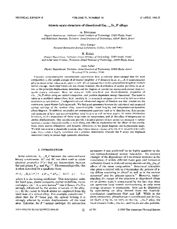 (PDF) Structure and Dynamics in Ga1-xInxP Alloys