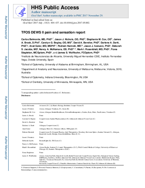 (PDF) TFOS DEWS II pain and sensation report