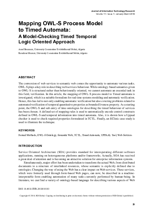 (PDF) Mapping OWL-S Process Model to Timed Automata