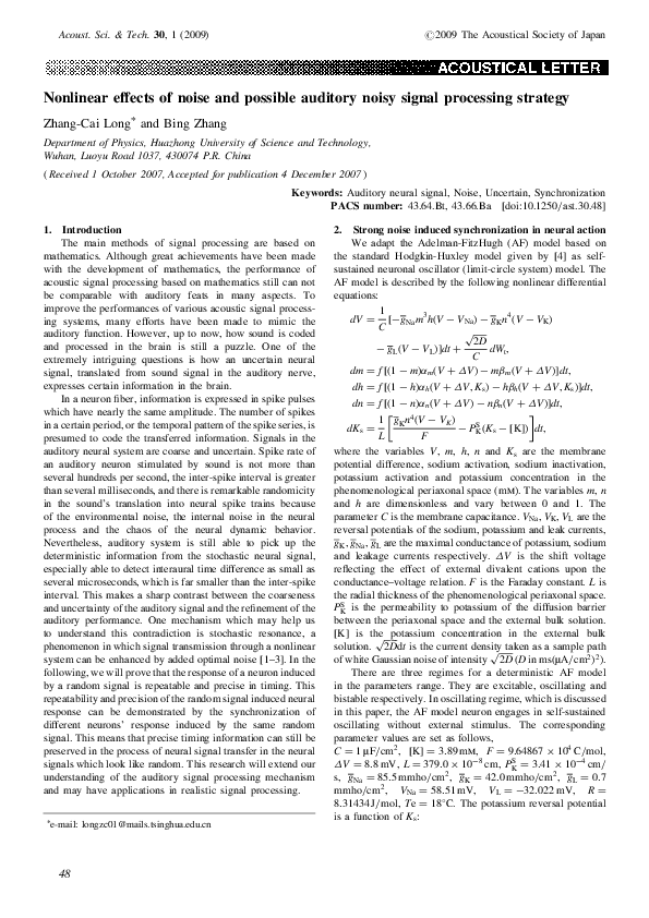 (PDF) Nonlinear effects of noise and possible auditory noisy signal ...