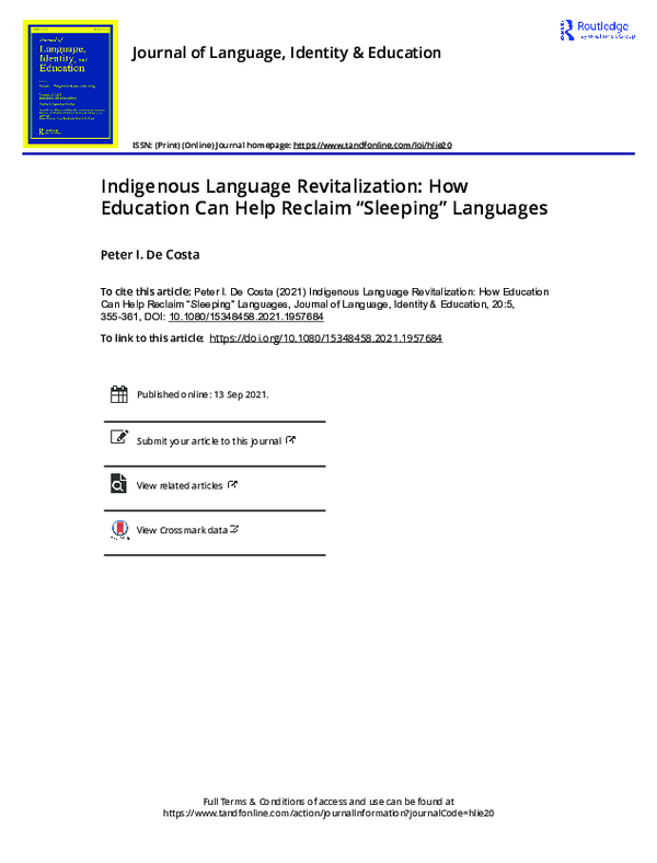 (PDF) Indigenous Language Revitalization: How Education Can Help ...