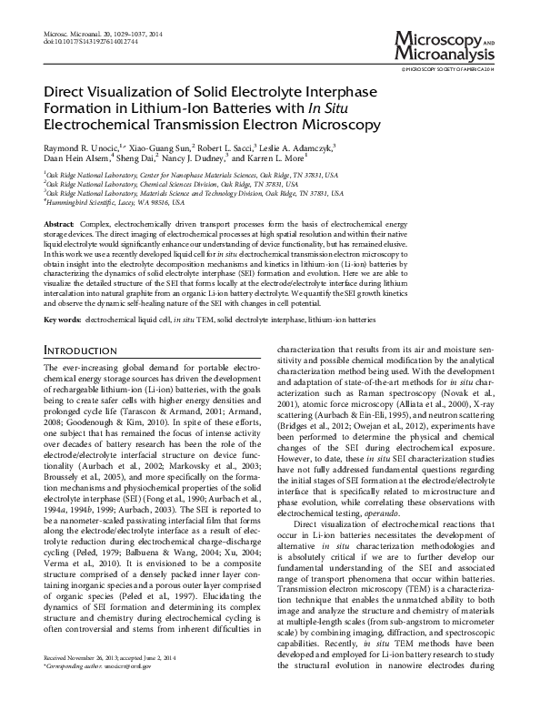 (PDF) Direct Visualization of Solid Electrolyte Interphase Formation in ...