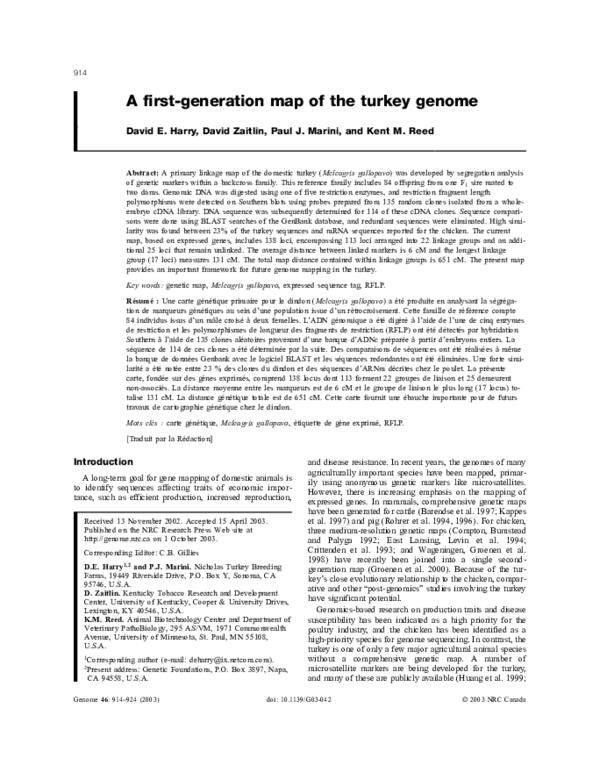 (PDF) A first-generation map of the turkey genome