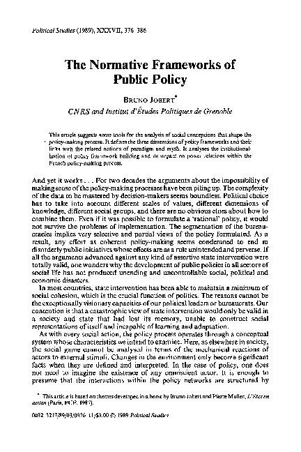 (PDF) The Normative Frameworks of Public Policy
