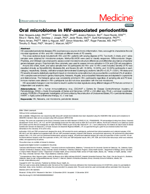 (PDF) Oral microbiome in HIV-associated periodontitis