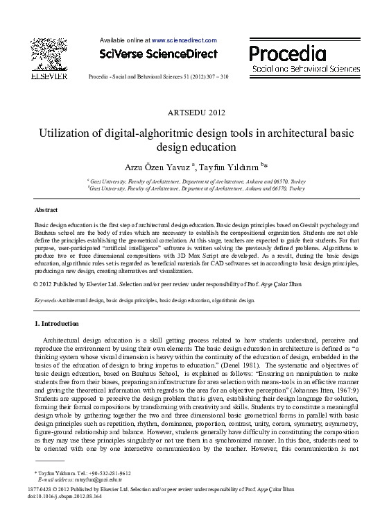 (PDF) Utilization of Digital-Algorithmic Design Tools in Architectural ...