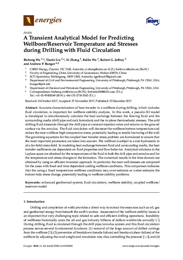 Pdf A Transient Analytical Model For Predicting Wellbore Reservoir Temperature And Stresses