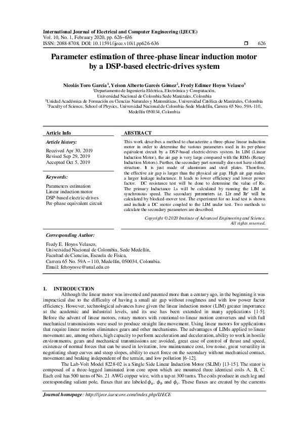 (PDF) Estimating Parameters of Three-Phase Linear Induction Motor