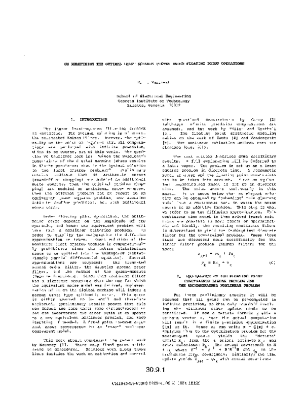 (PDF) On redefining the optimal least squares filter under floating point operations | Erik ...