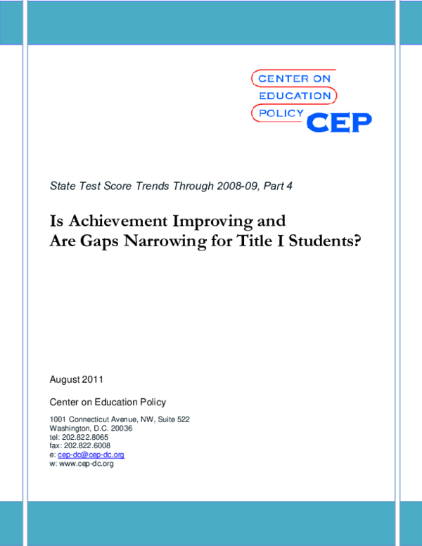 (PDF) State Test Score Trends through 2008-09, Part 4: Is Achievement ...