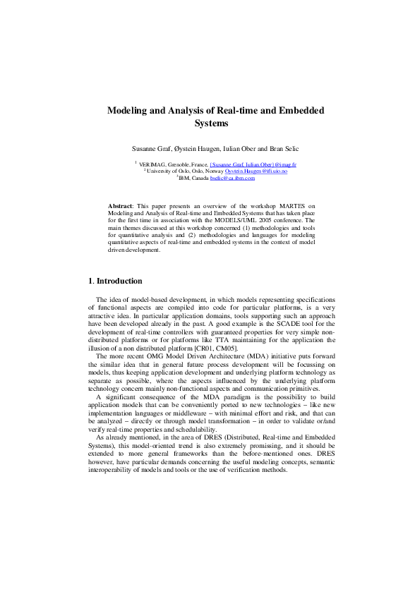 Pdf Modelling And Analysis Of Real Time And Embedded Systems Using Uml