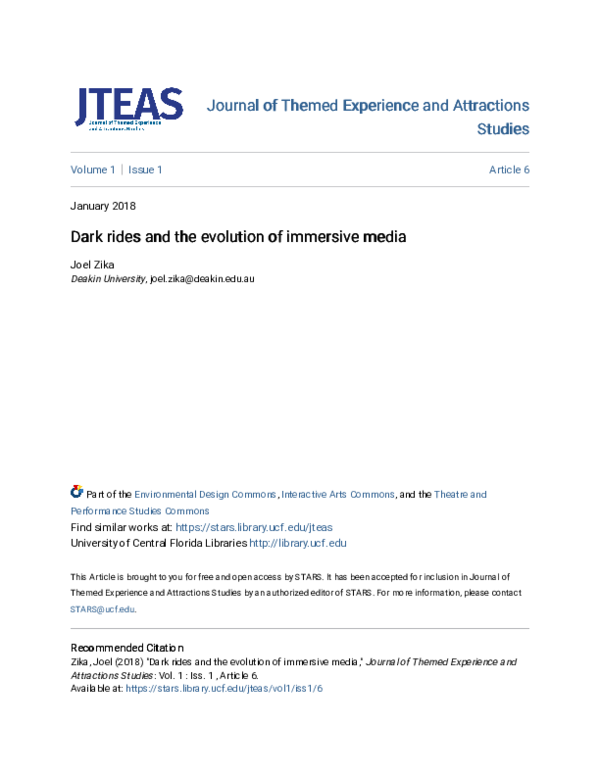 (PDF) Dark rides and the evolution of immersive media