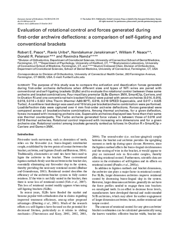 (PDF) Evaluation of rotational control and forces generated during ...