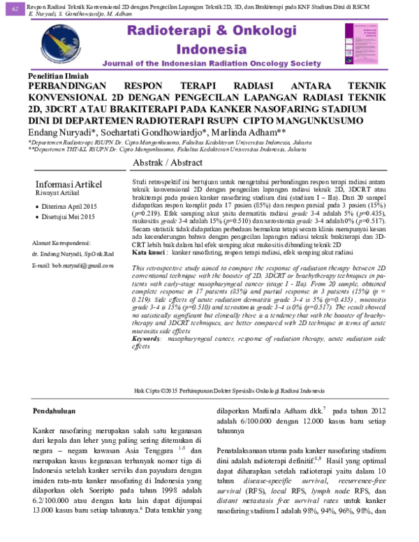 (PDF) Perbandingan Respon Terapi Radiasi Antara Teknik Konvensional 2D ...