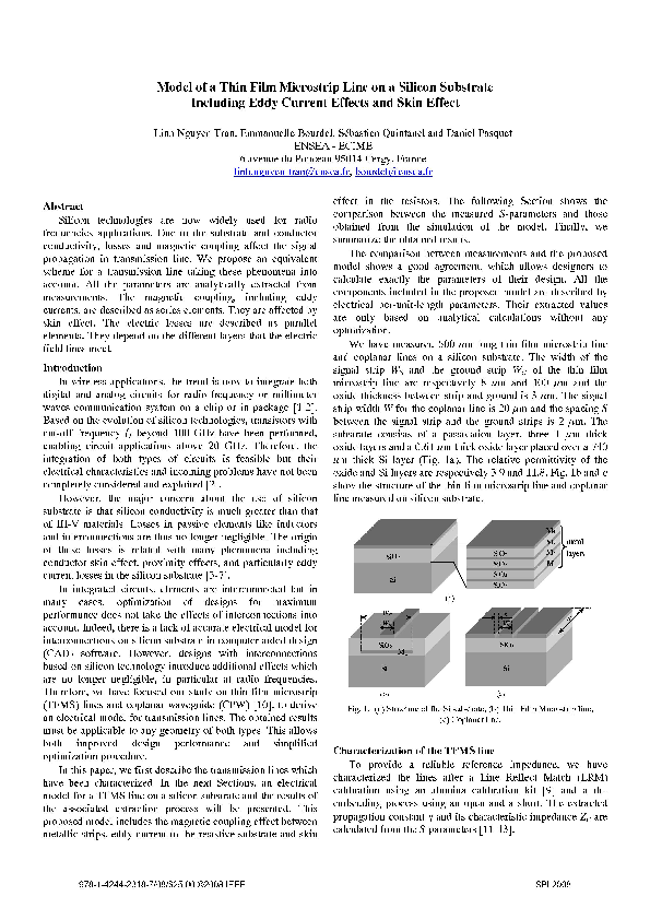 (PDF) Model of a Thin Film Microstrip Line on a Silicon Substrate ...