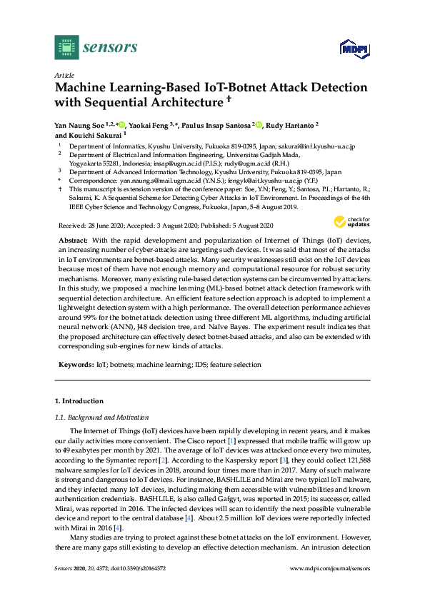 Pdf Machine Learning Based Iot Botnet Attack Detection With Sequential Architecture Rudy