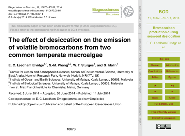 (PDF) The effect of desiccation on the emission of volatile ...