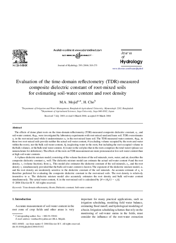 (PDF) Evaluation of the time-domain reflectometry (TDR)-measured ...