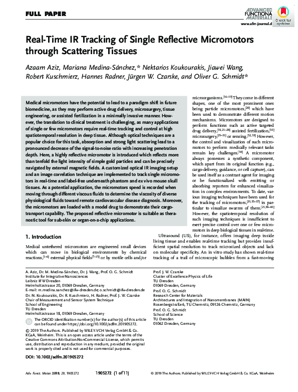 (PDF) Real‐Time IR Tracking of Single Reflective Micromotors through ...