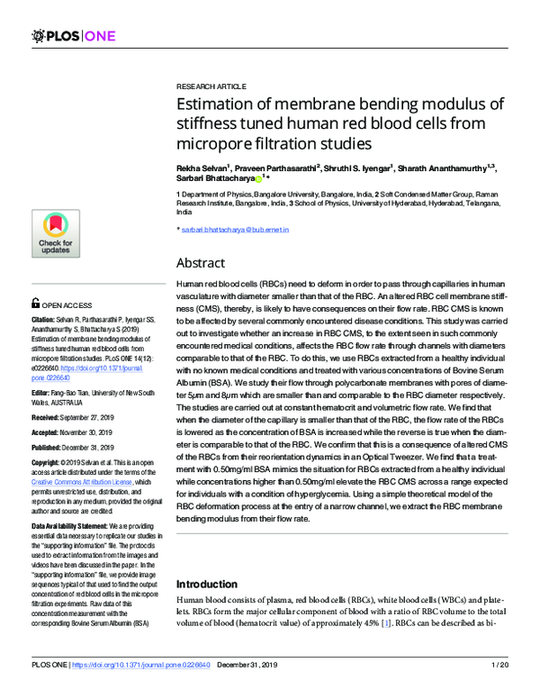 (PDF) Estimation of membrane bending modulus of stiffness tuned human ...