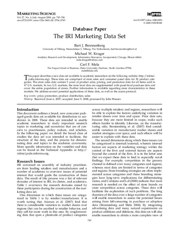 (PDF) The IRI marketing data set