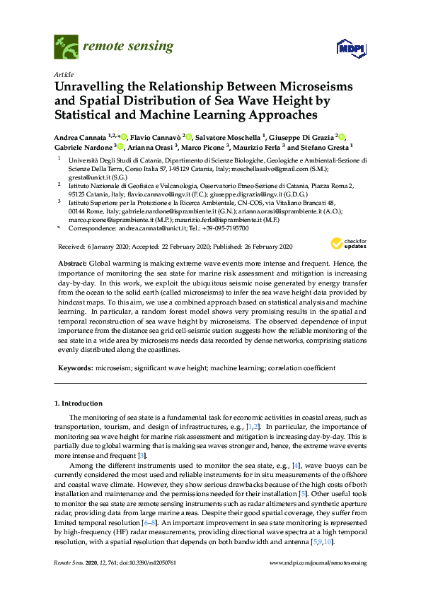 (PDF) Unravelling the Relationship Between Microseisms and Spatial ...