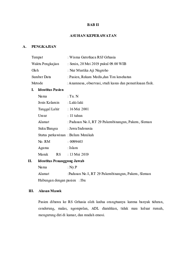 (DOC) ASUHAN KEPERAWATAN PASIEN DENGAN HARGA DIRI RENDAH